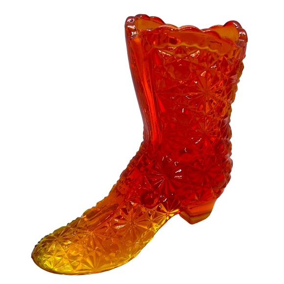 Fenton | Accents | Vintage Fenton Art Glass Amberina Daisy Button Boot ...